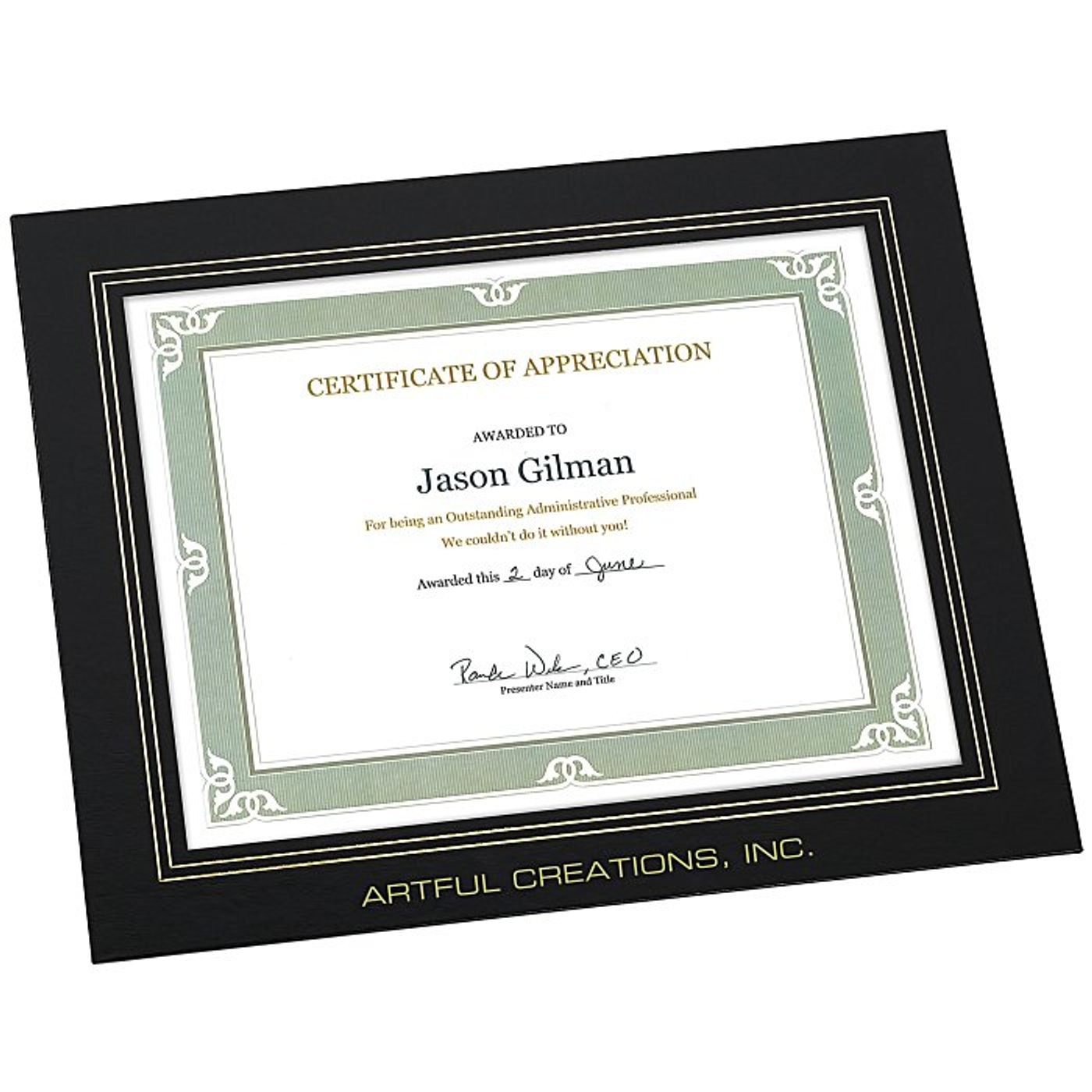 Wrapped Edge Certificate Frame - 8-1/2" X 11" | CustomLanyard.net | SKU ...